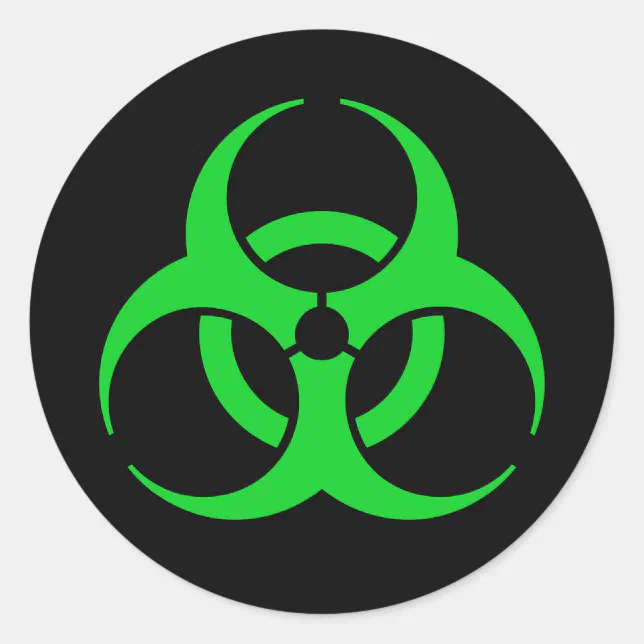 Green Biohazard Symbol Classic Round Sticker | Zazzle