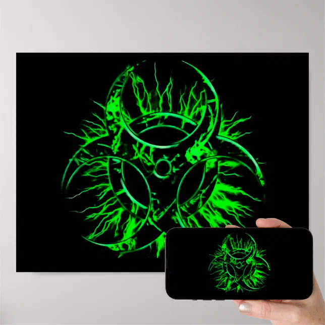 Green biohazard toxic fallout warning sign symbol | Zazzle