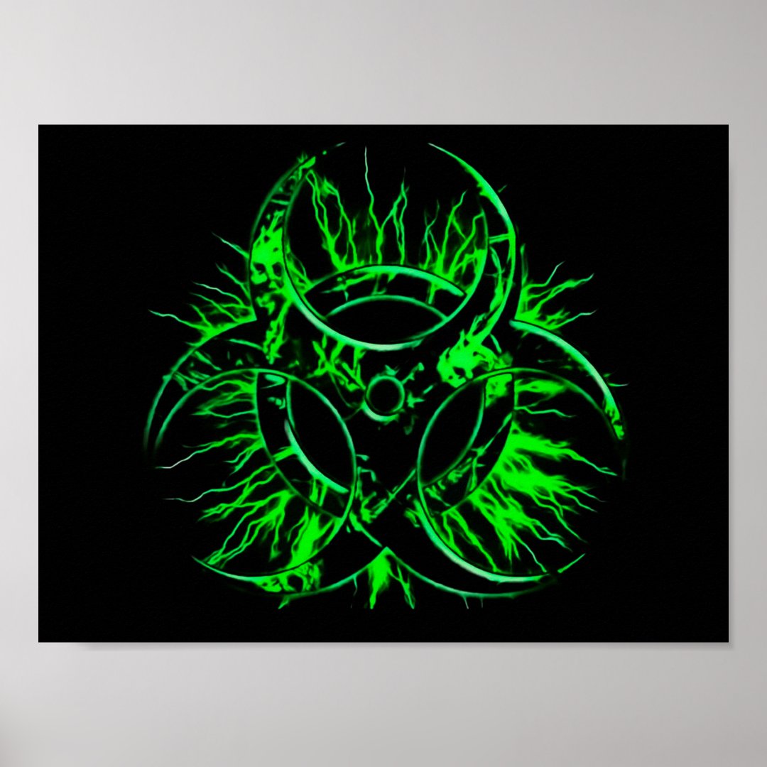 Green biohazard toxic fallout warning sign symbol | Zazzle