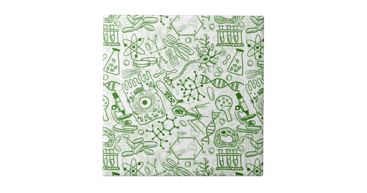 Green Biology Pattern Ceramic Tile | Zazzle