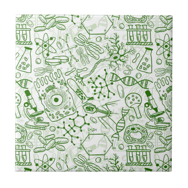 Green Biology Pattern Ceramic Tile | Zazzle