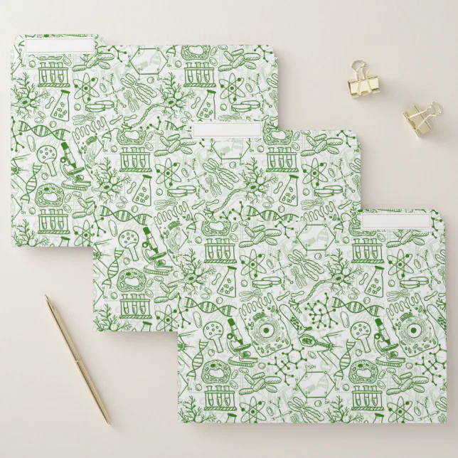 Green Biology Pattern File Folder | Zazzle