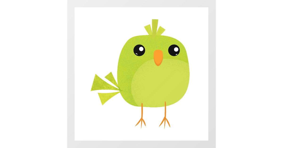 Green Bird Cartoon Window Cling | Zazzle