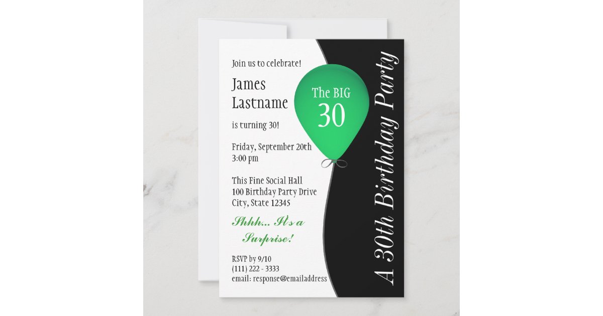 Green Birthday Balloon Invitation | Zazzle