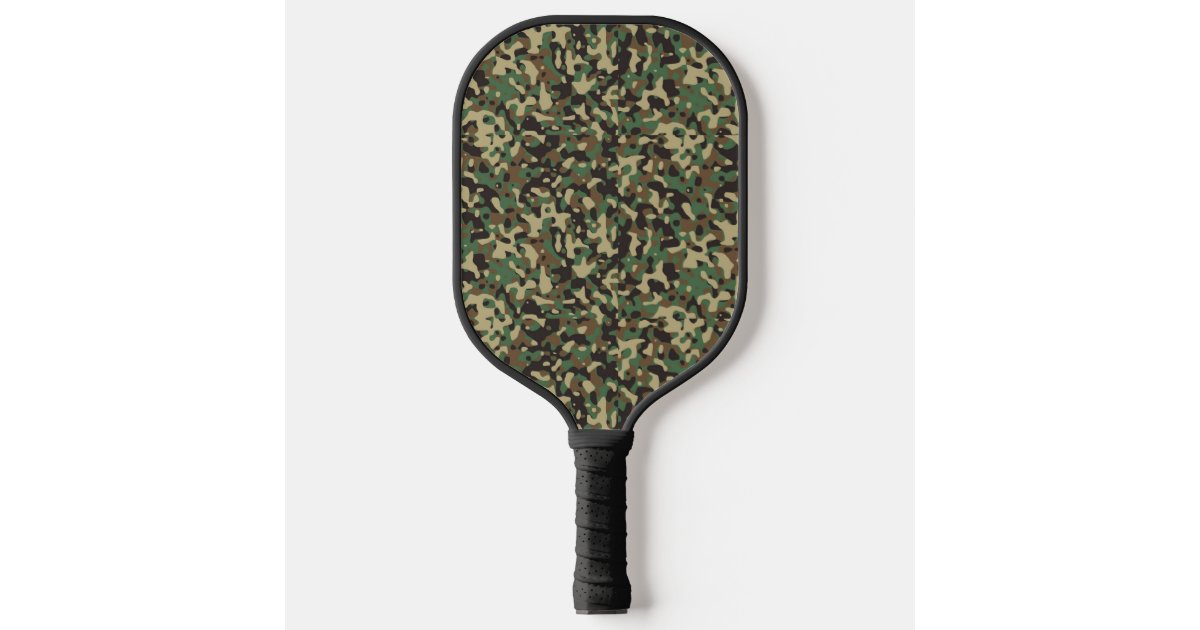 Green, black and brown camouflage pattern pickleball paddle | Zazzle