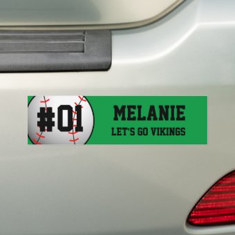 Green Black Baseball Team Bumper Sticker | Zazzle
