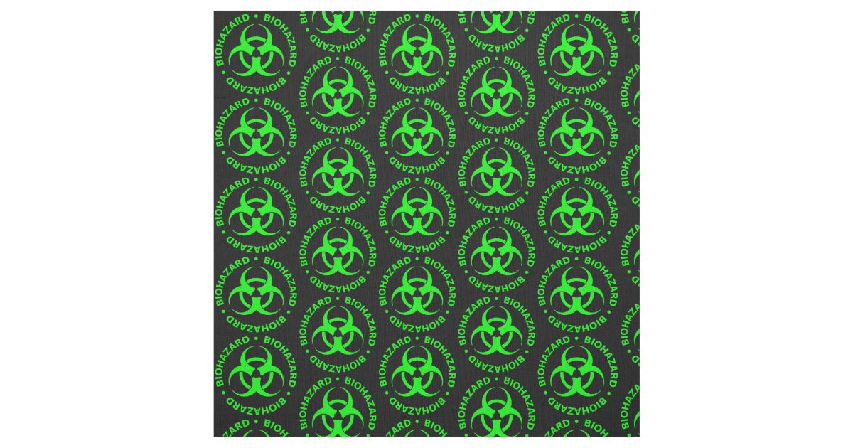 Green & Black Biohazard Symbol Fabric | Zazzle