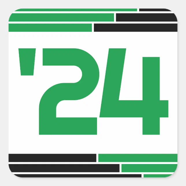 Green & Black Class of '24 Graduation Square Sticker | Zazzle