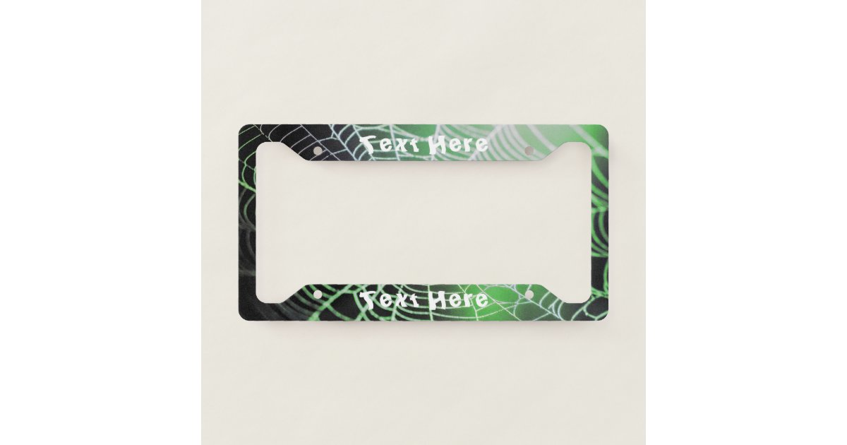 Green Black Creepy Spooky Spider Web Personalized License Plate Frame ...