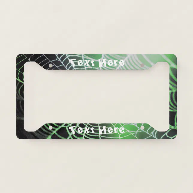 Green Black Creepy Spooky Spider Web Personalized License Plate Frame ...
