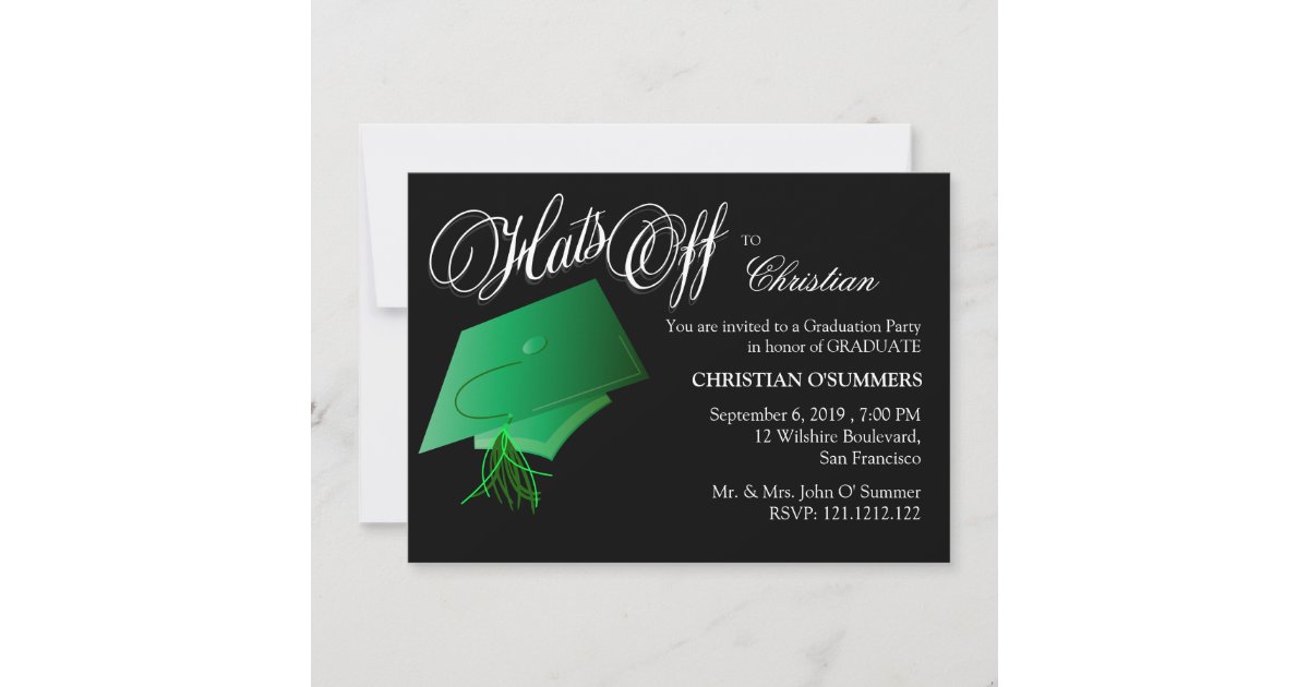 Green & Black High School Graduation Party Invitation | Zazzle