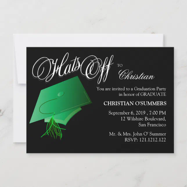 Green & Black High School Graduation Party Invitation | Zazzle