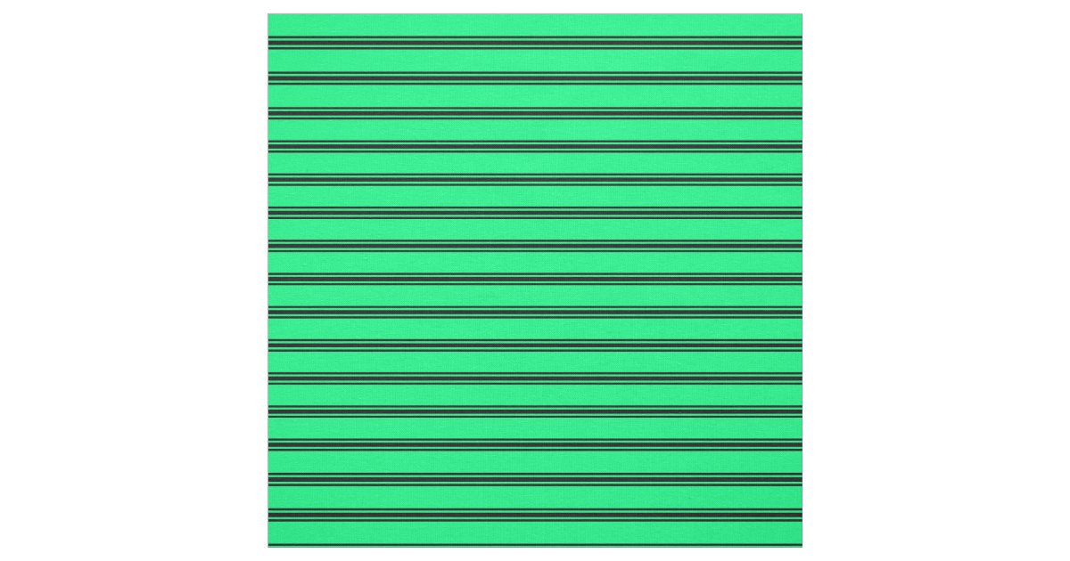 Green & Black Lines Pattern Fabric | Zazzle