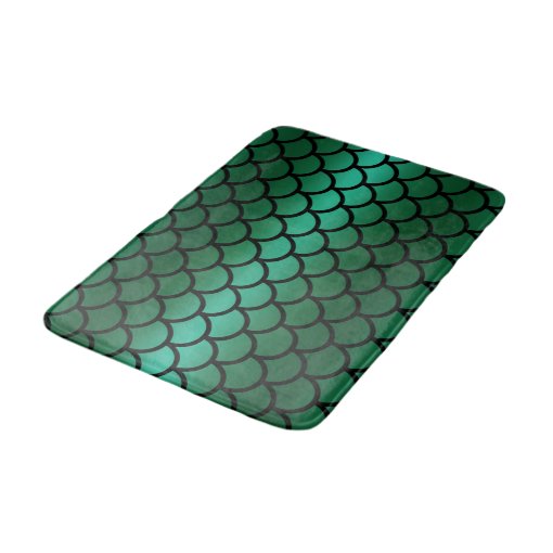 Green & Black Mermaid Scales Fantasy Fish Bath Mat | Zazzle
