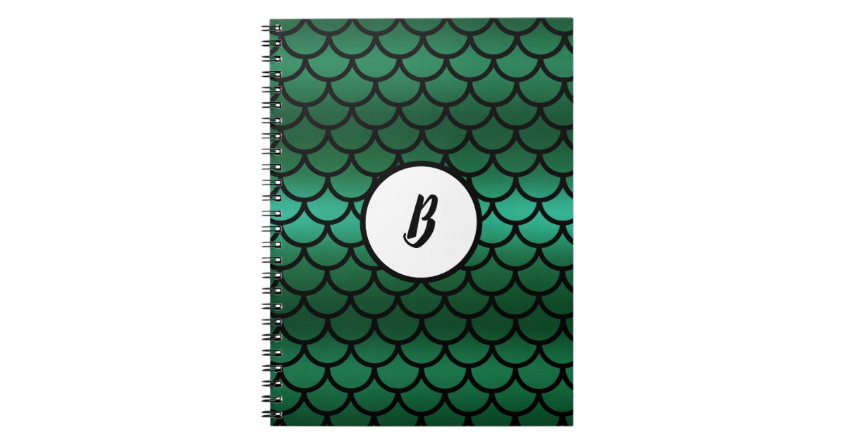 Green & Black Mermaid Scales Fantasy Fish Notebook | Zazzle
