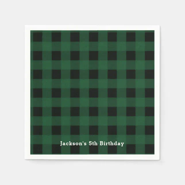 Green Black Plaid Buffalo Checker Pattern Napkins | Zazzle