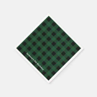 Green Black Plaid Buffalo Checker Pattern Napkins | Zazzle