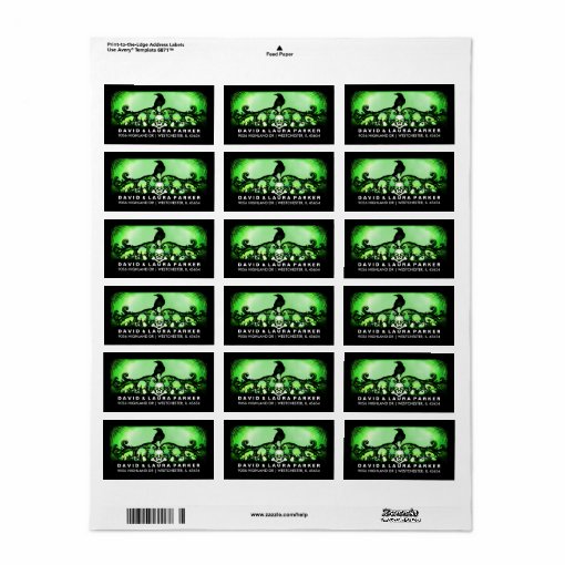 Green & Black Raven Halloween Address Label | Zazzle