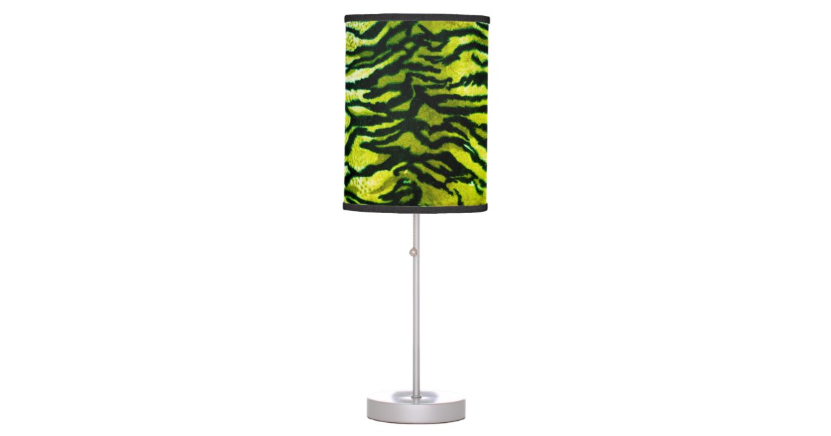 Green & Black Tiger Print Table Lamp | Zazzle