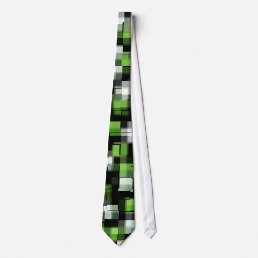 Green Black White Trendy Pattern Neck Tie | Zazzle