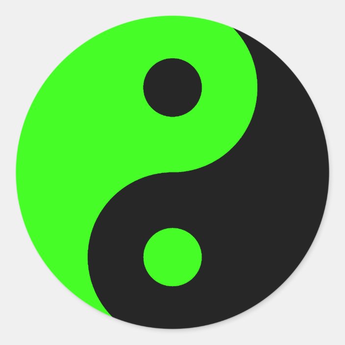 Green & Black Yin Yang Symbol Sticker | Zazzle.com