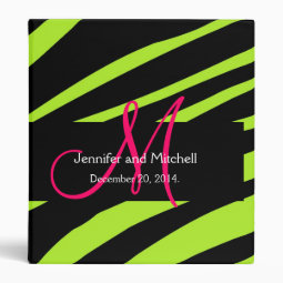 Green Black Zebra Print Wedding Planner Binder | Zazzle