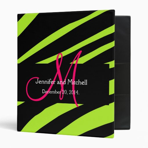 Green Black Zebra Print Wedding Planner Binder | Zazzle