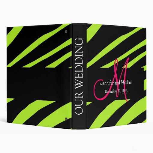 Green Black Zebra Print Wedding Planner Binder | Zazzle
