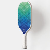 Green Blue Geometric Gradient Custom Monogram Text Pickleball Paddle ...