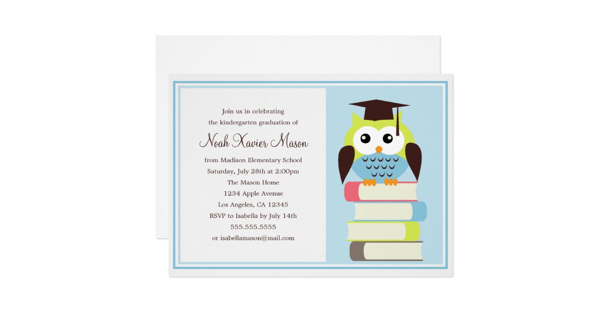 Green/Blue Owl Graduation Party Invitation | Zazzle.com