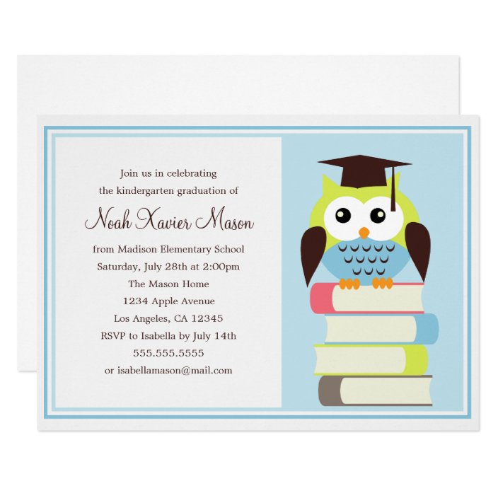 Green/Blue Owl Graduation Party Invitation | Zazzle.com