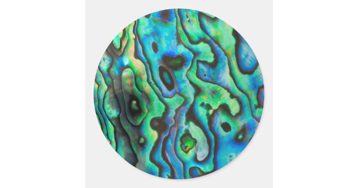 Green blue paua abalone shell classic round sticker | Zazzle