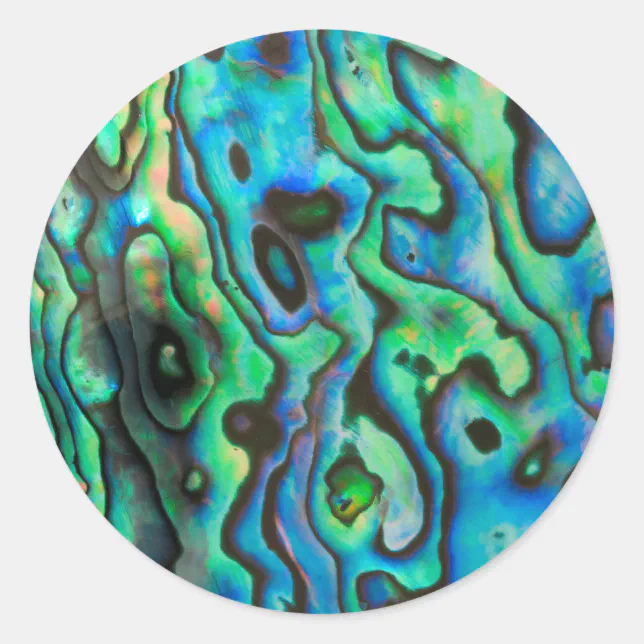 Green blue paua abalone shell classic round sticker | Zazzle