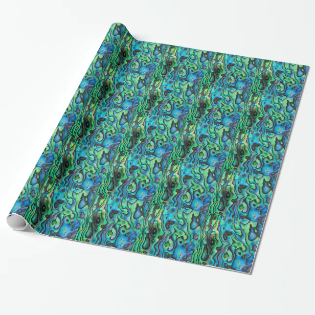 Green blue paua abalone shell wrapping paper | Zazzle