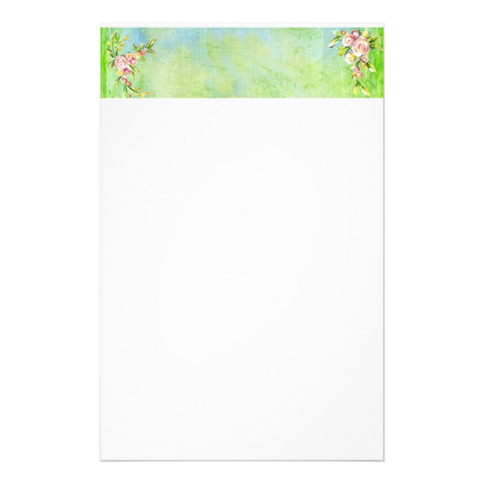 Green Blue Pink Roses Floral Wedding Header Stationery | Zazzle.com