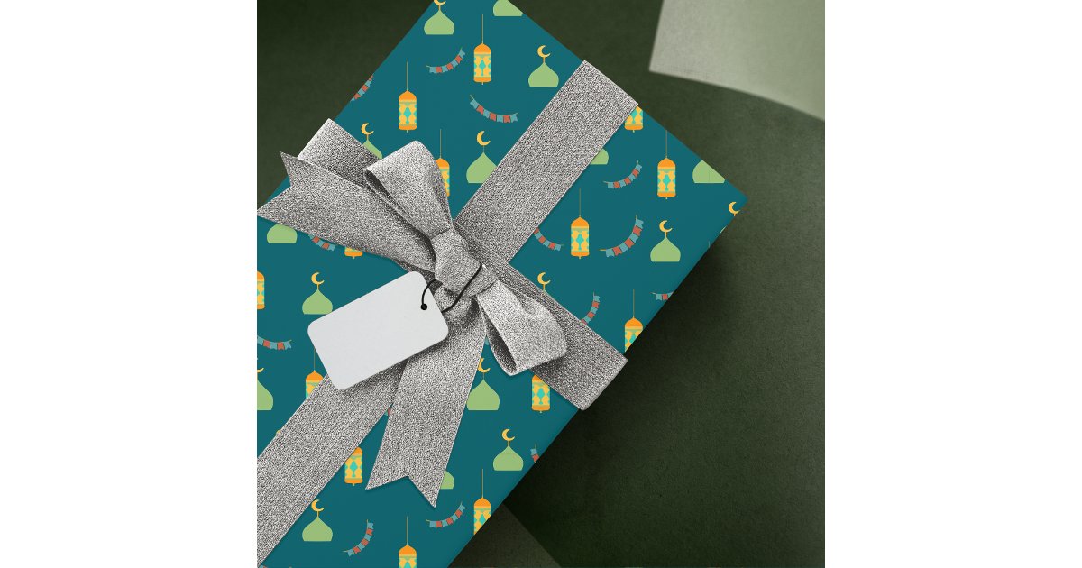 Green & Blue Ramadan Kareem Eid Mubarak Muslim Wrapping Paper | Zazzle