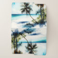 GREEN BLUE WHITE WATERCOLOR TROPICAL BEACH SCENE FILE FOLDER | Zazzle