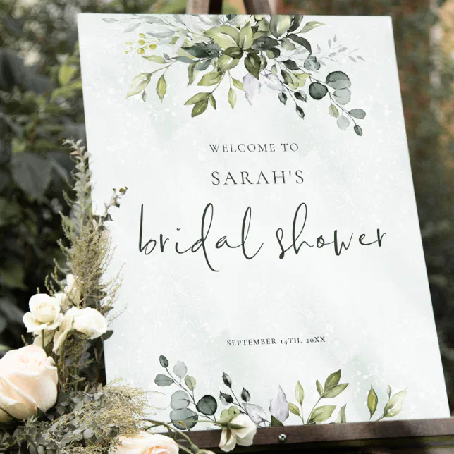 Green Boho Bridal Shower Welcome Foam Board Zazzle
