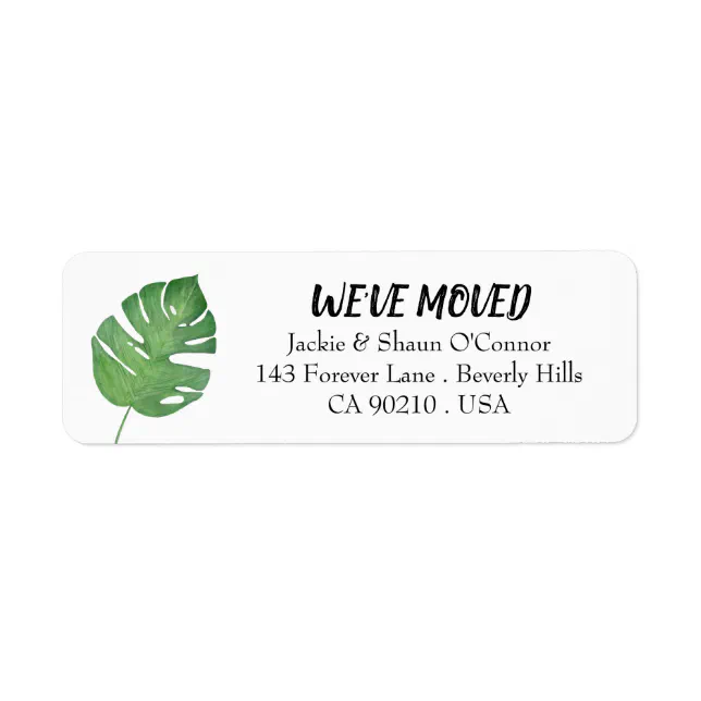 Green Botanical Leaf We're Moving New Return Label | Zazzle