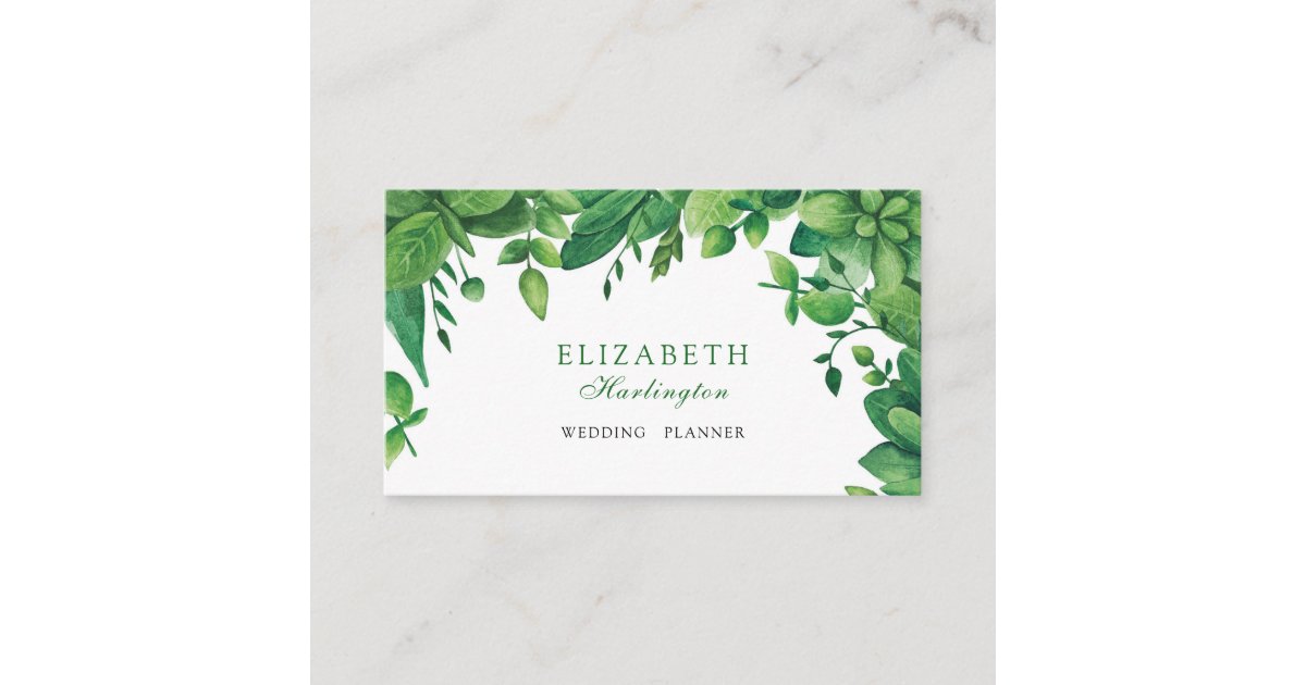 Green botanical watercolor card. Garden greenery Business Card | Zazzle