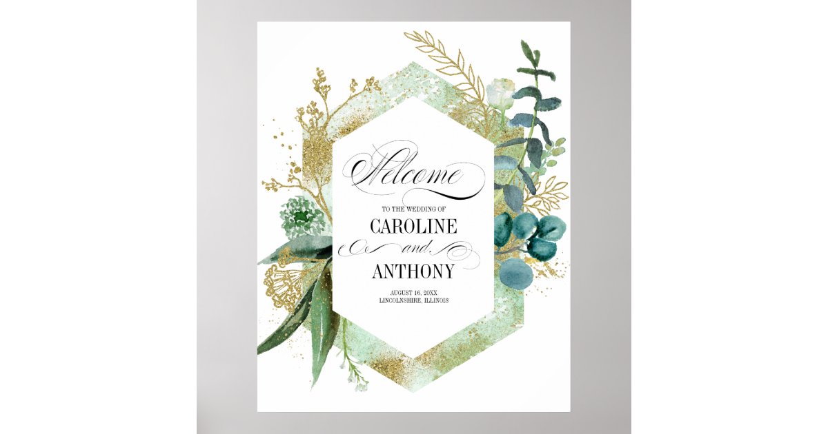 Green Botanical Wedding Welcome Sign | Zazzle