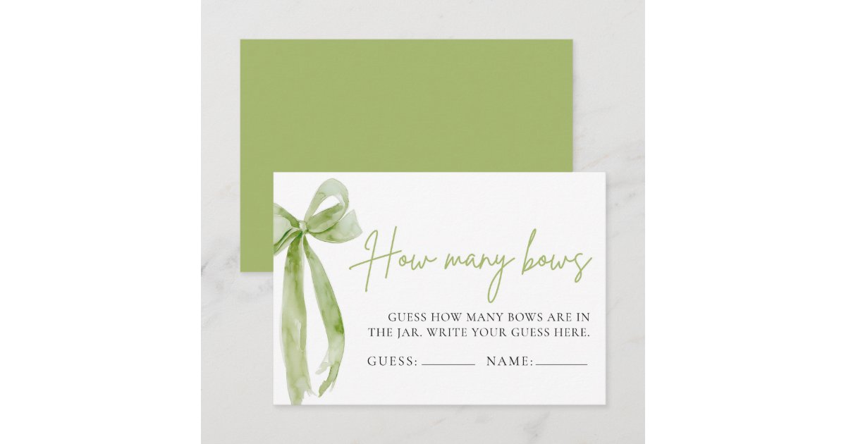 Green Bow Guess How Many Bows Game Invitation | Zazzle