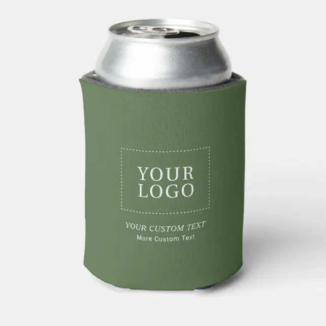Green Branded Custom Business Logo Promotional Can Cooler | Zazzle