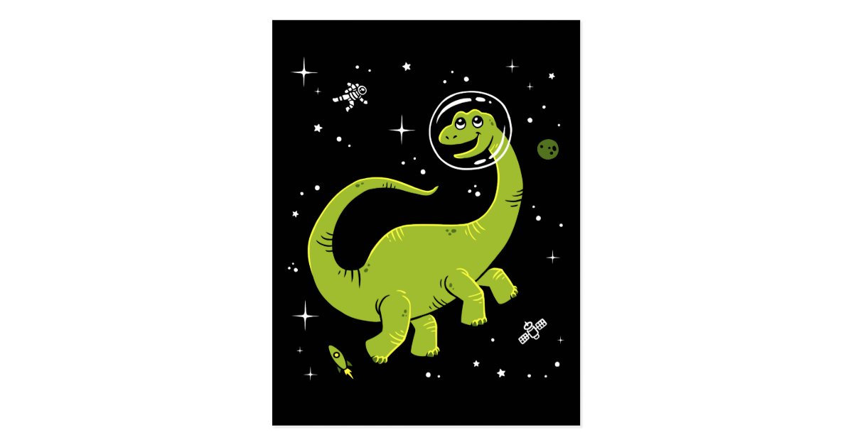 Green Brontosaurus Dinos In Space Postcard | Zazzle.com