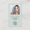 Green brushed script photo logo order thank you business card | Zazzle