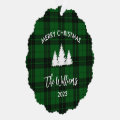 Green Buffalo Plaid Family Photo Ornament Card | Zazzle