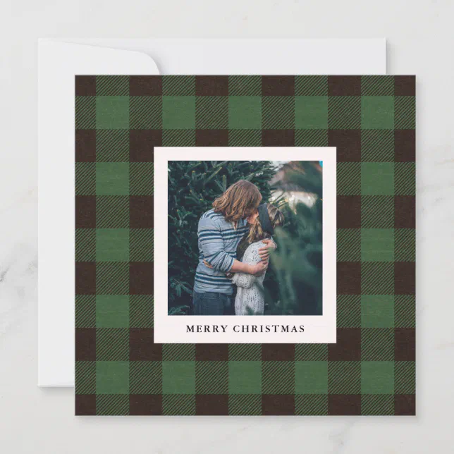 Green Buffalo Plaid | Photo for Christmas Holiday Card | Zazzle