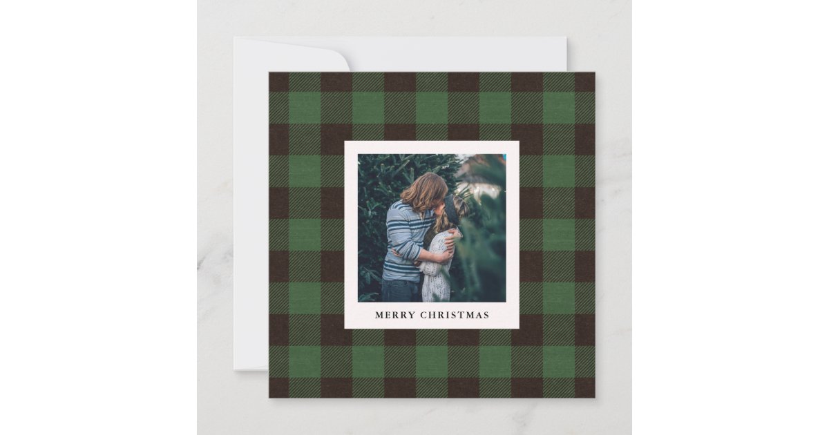 Green Buffalo Plaid | Photo for Christmas Holiday Card | Zazzle