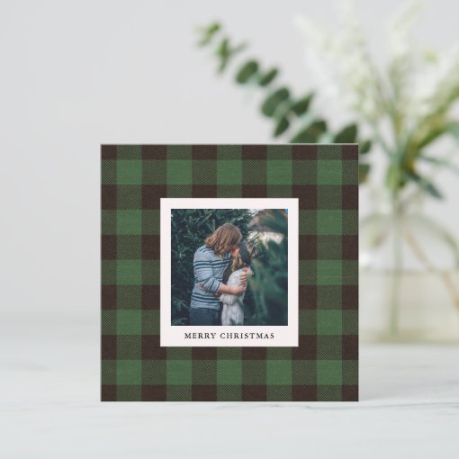Green Buffalo Plaid | Photo for Christmas Holiday Card | Zazzle