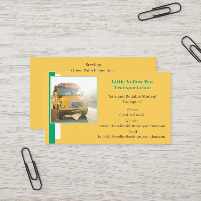 Green Bus Driver Yellow School Bus Business Card | Zazzle